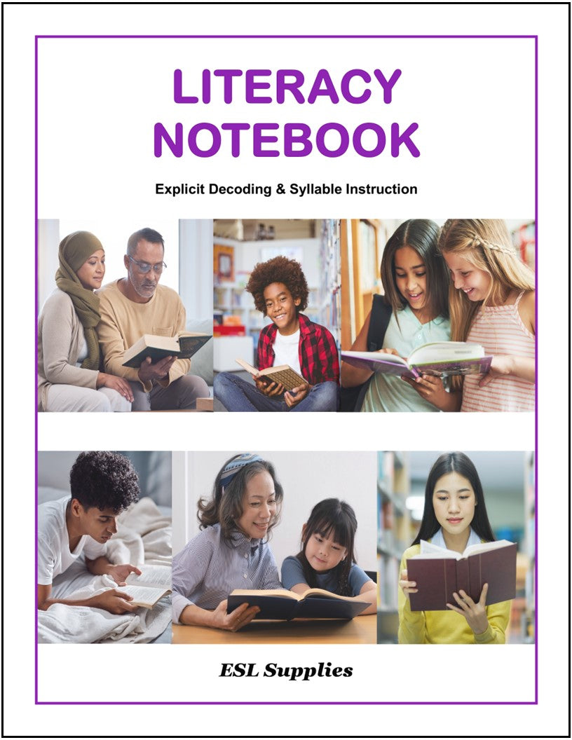 Literacy Notebook and 15 Student Booklets ESL English Classroom Chart ...