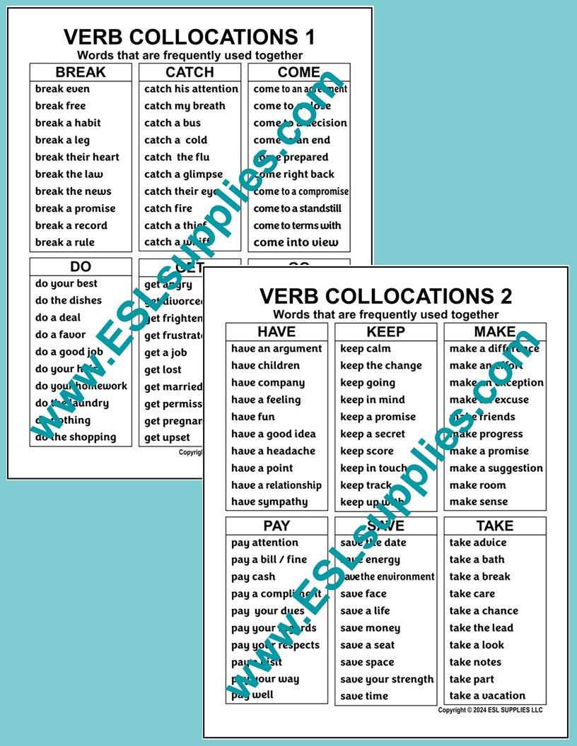Verb Collocations Learn English Vocabulary Learn English English Let's