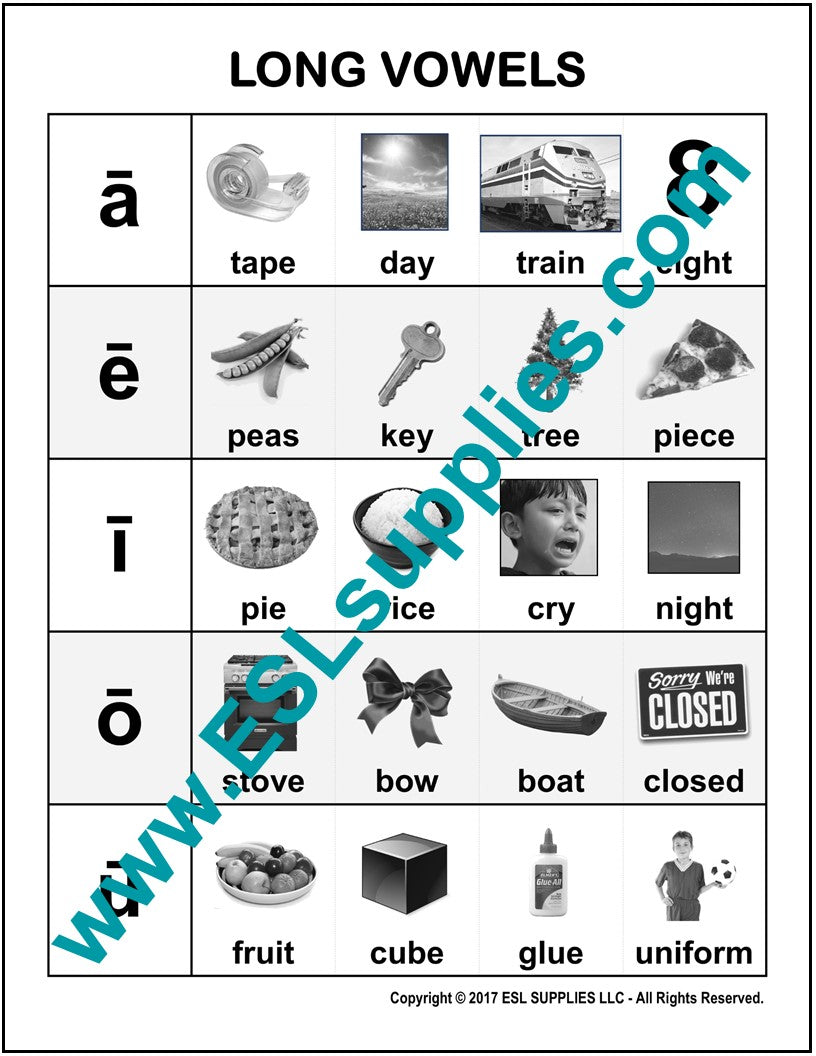 Long Vowel Sounds Vowel Chart Educational Poster Long Vowel Etsy