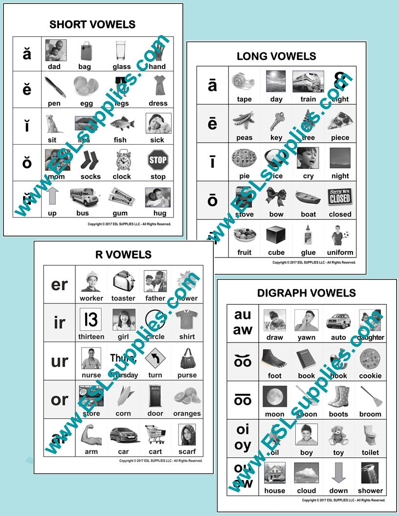 Vowel Set- ESL ELD English Phonics Education Classroom Poster – ESL ...